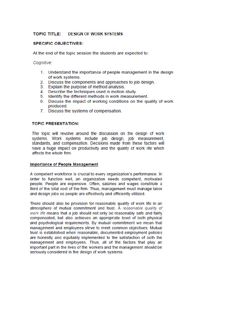 13 DEsign of Work Systems | PDF