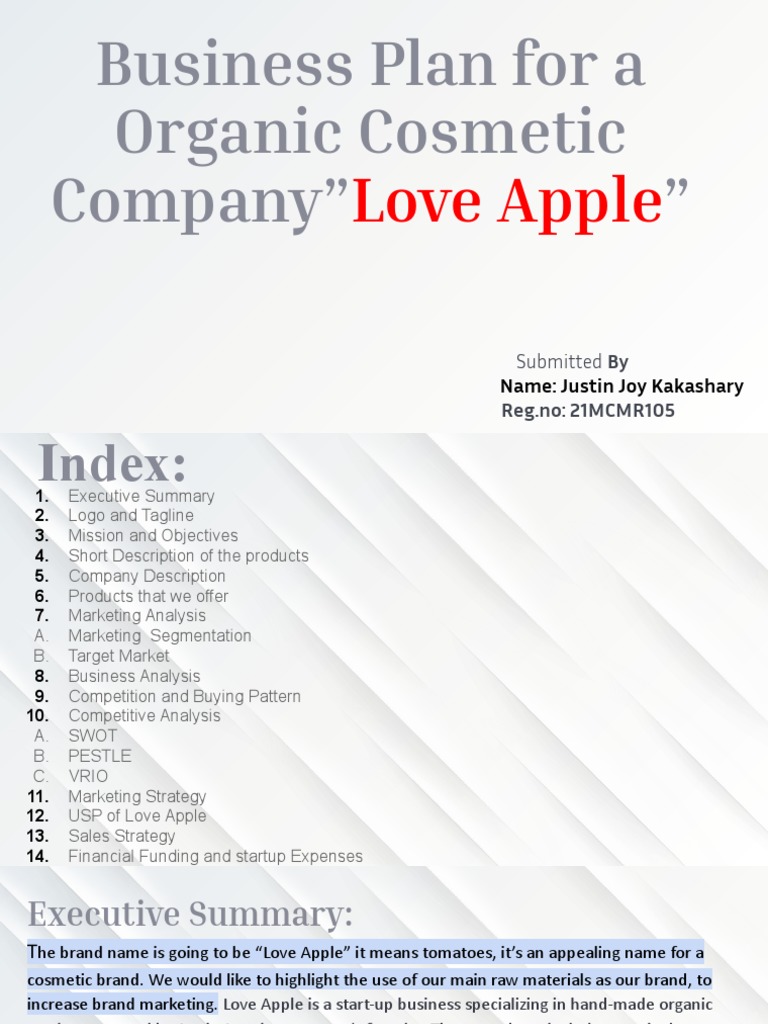 Love Apple Organic Cosmetics Business Plan | PDF | Brand | Retail