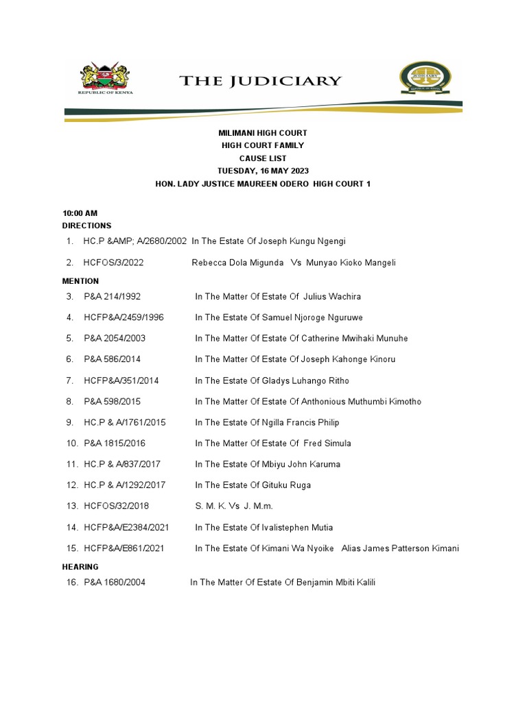 Family HC Causelist 16.5.23 | PDF