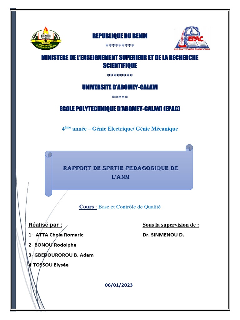 Rapport de sortie pédagogique ANM | PDF | Métrologie | Calibrage