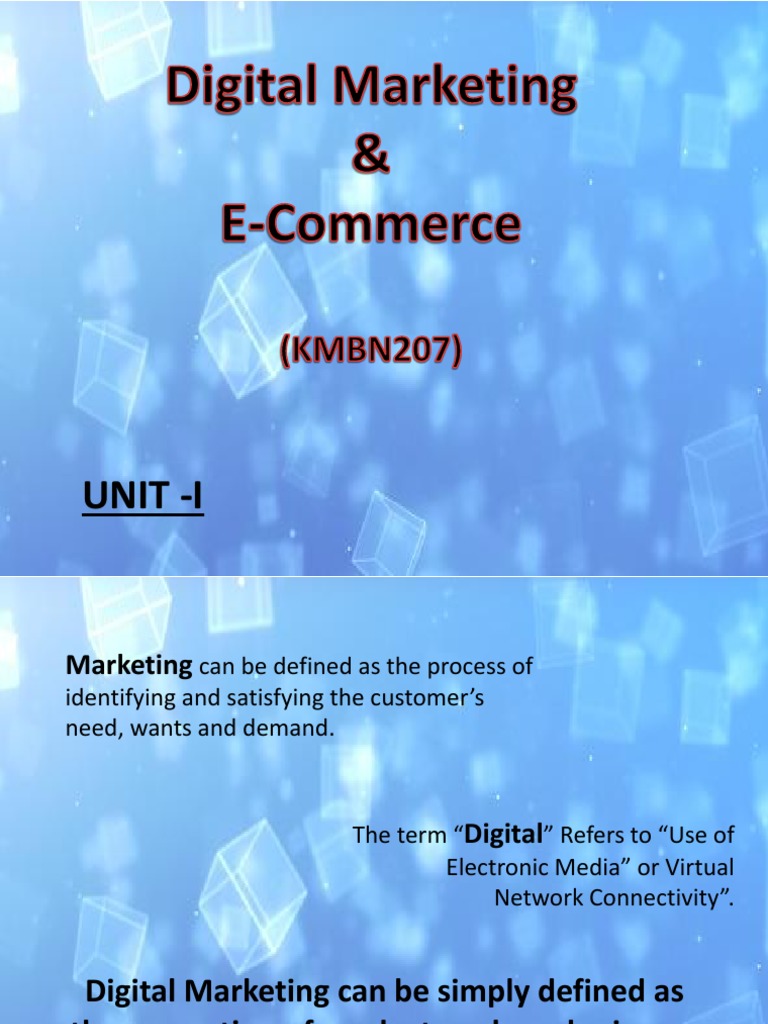 Digital Marketing & E-Commerce (Unit-I) | PDF