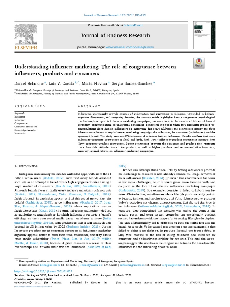Understanding Influencer Marketing The Role of Congruence Between | PDF ...