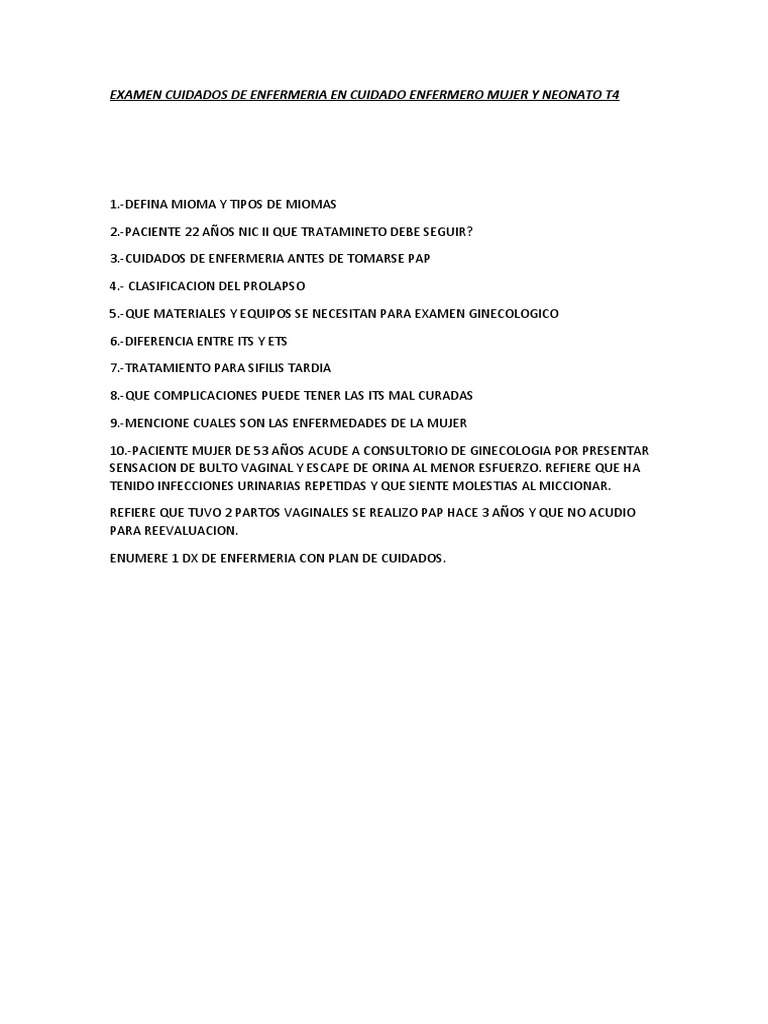 Examen Upn t4 Mujer Real | PDF