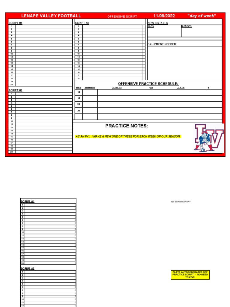 Weekly Offensive Practice Plan - Scripts - To SHARE | PDF | American ...
