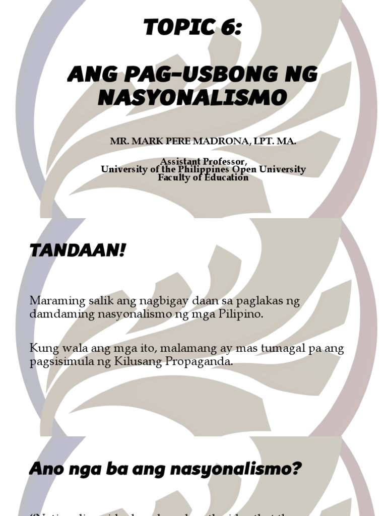 TOPICS 6 - Paglakas NG Damdaming Nasyonalismo at KIlusang Propaganda | PDF