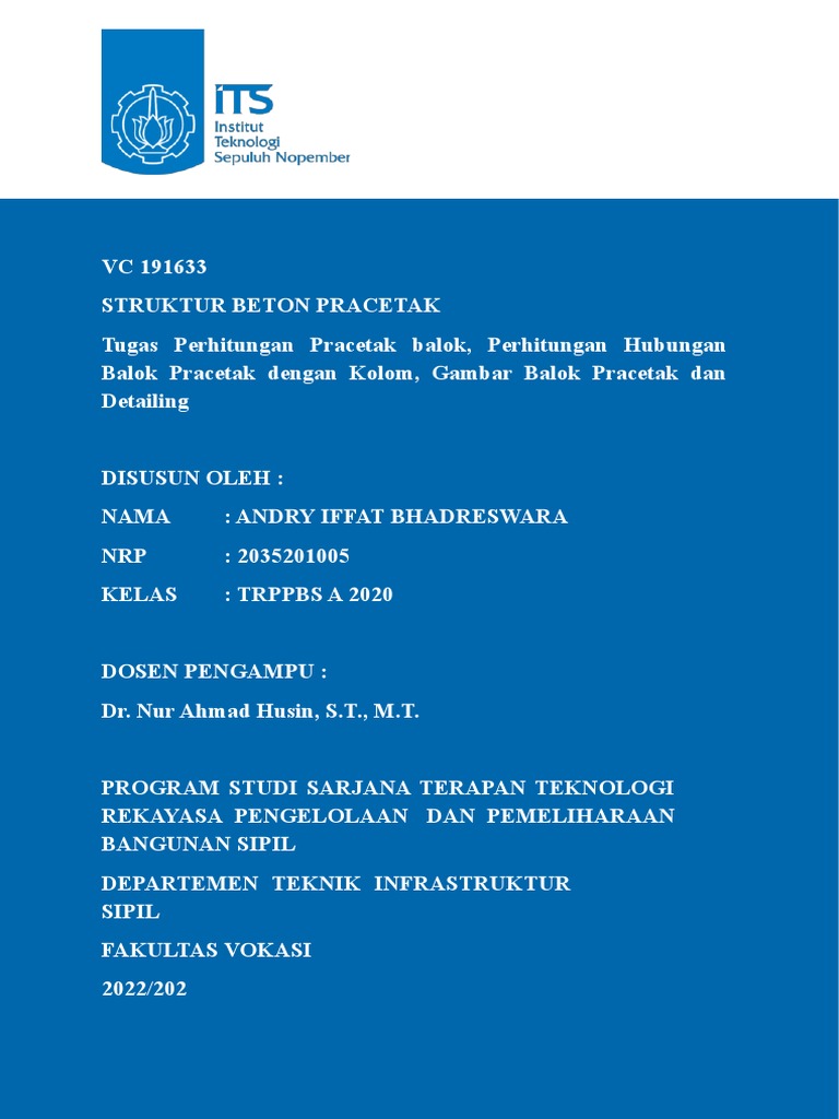 ANDRY IFFAT BHADRESWARA - 2035201005 - TUGAS 2 PERENCANAAN BALOK DAN ...