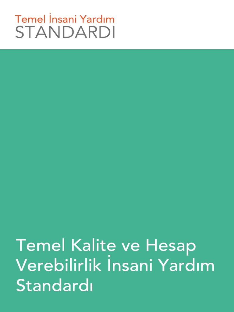 Temel Kalite Ve Hesap Verebilirlik İnsani Yardım Standardı Türkçe El ...
