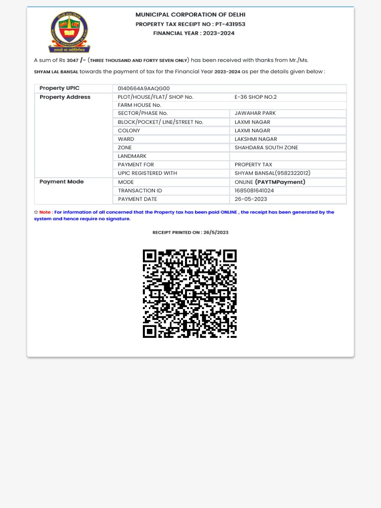 Citizen PTR Receipt (2023-2024) | PDF | Services (Economics) | Taxes
