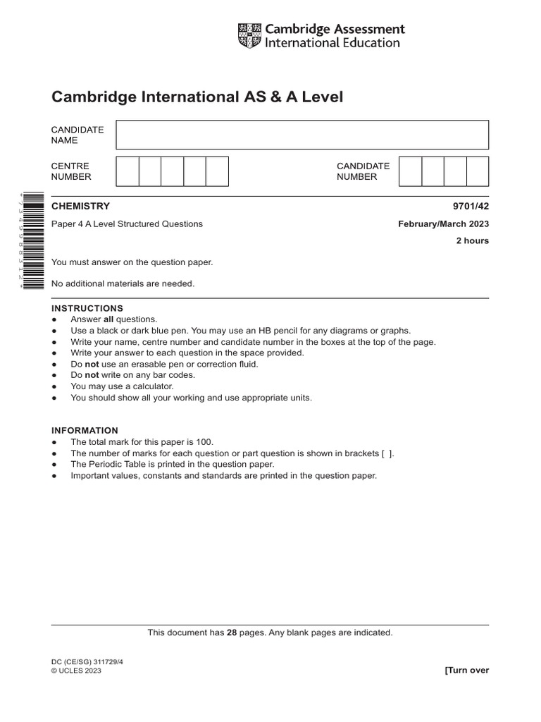 A-Level Chemistry Exam Paper | PDF | Amine | Chemical Reactions