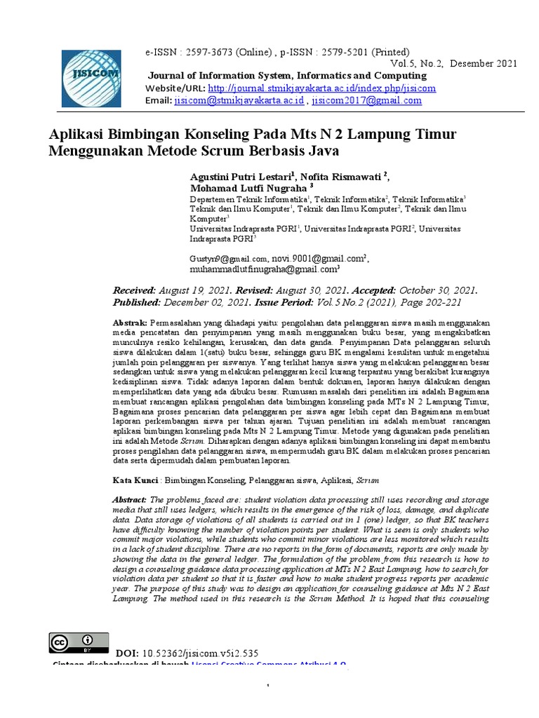 Aplikasi Bimbingan Konseling Pada Mts N 2 Lampung Timur Menggunakan Metode Scrum Berbasis Java ...
