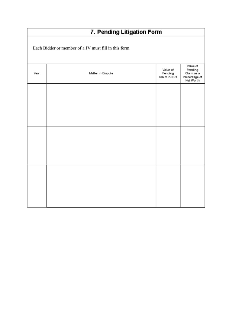 7 Pending Litigation Form | PDF