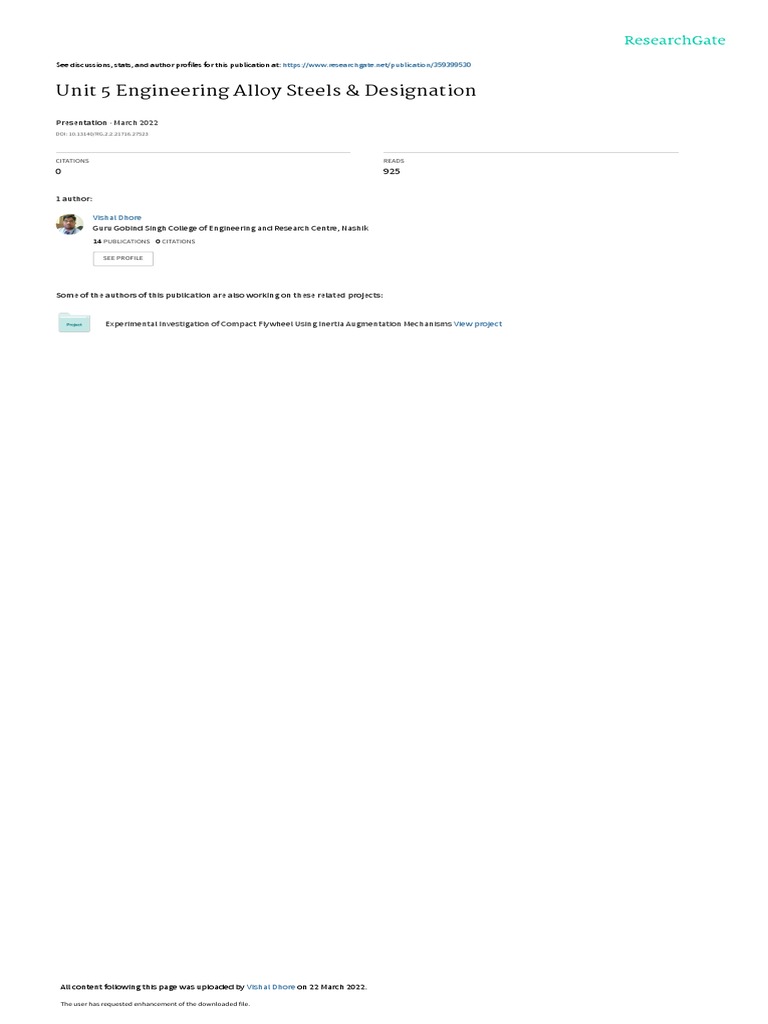 Unit 5 Engineering Alloy Steels Designation | PDF | Stainless Steel | Steel