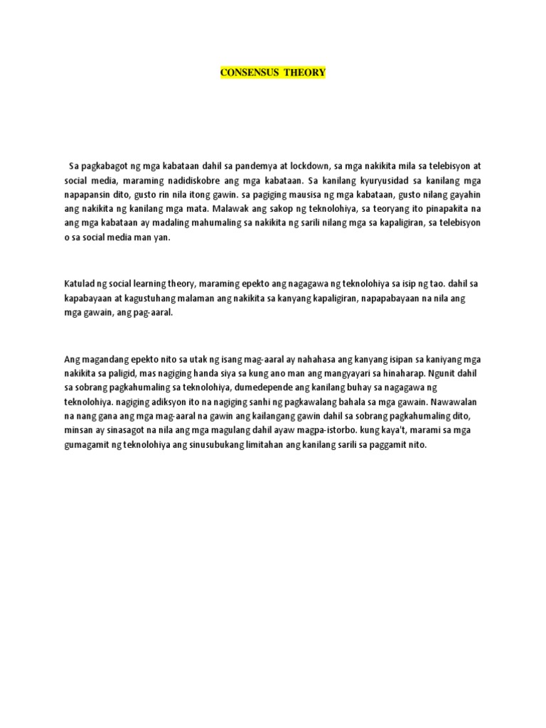 Consensus Theory | PDF