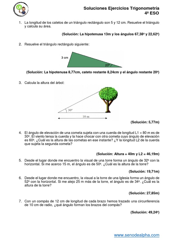 Soluciones Ejercicios Trigonometria 4ESO | PDF