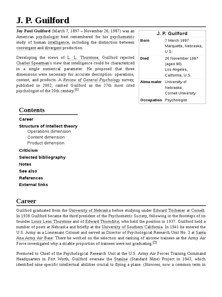 J. P. Guilford | PDF | Learning | Psychological Concepts