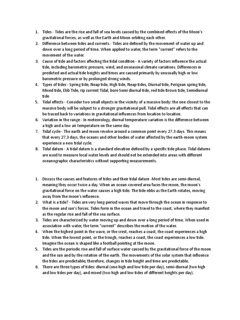 Tides | PDF | Tide | Applied And Interdisciplinary Physics