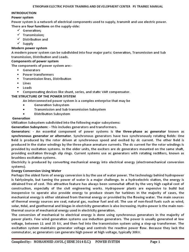 Concept of Power System | PDF | Electrical Substation | Transformer
