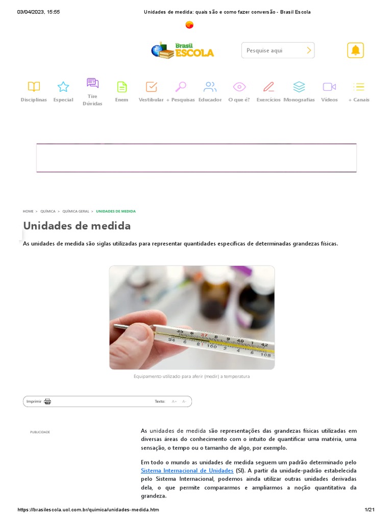 Conversão de Unidades de Medida | PDF | Caloria | Massa