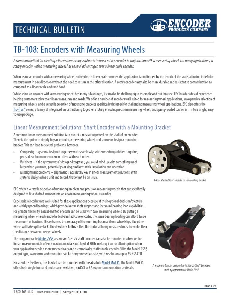 TB108 Encoders With Measuring Wheels | PDF | Bearing (Mechanical ...