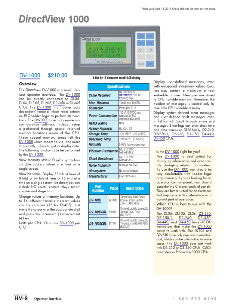 DV 1000 | PDF | Programmable Logic Controller | Central Processing Unit