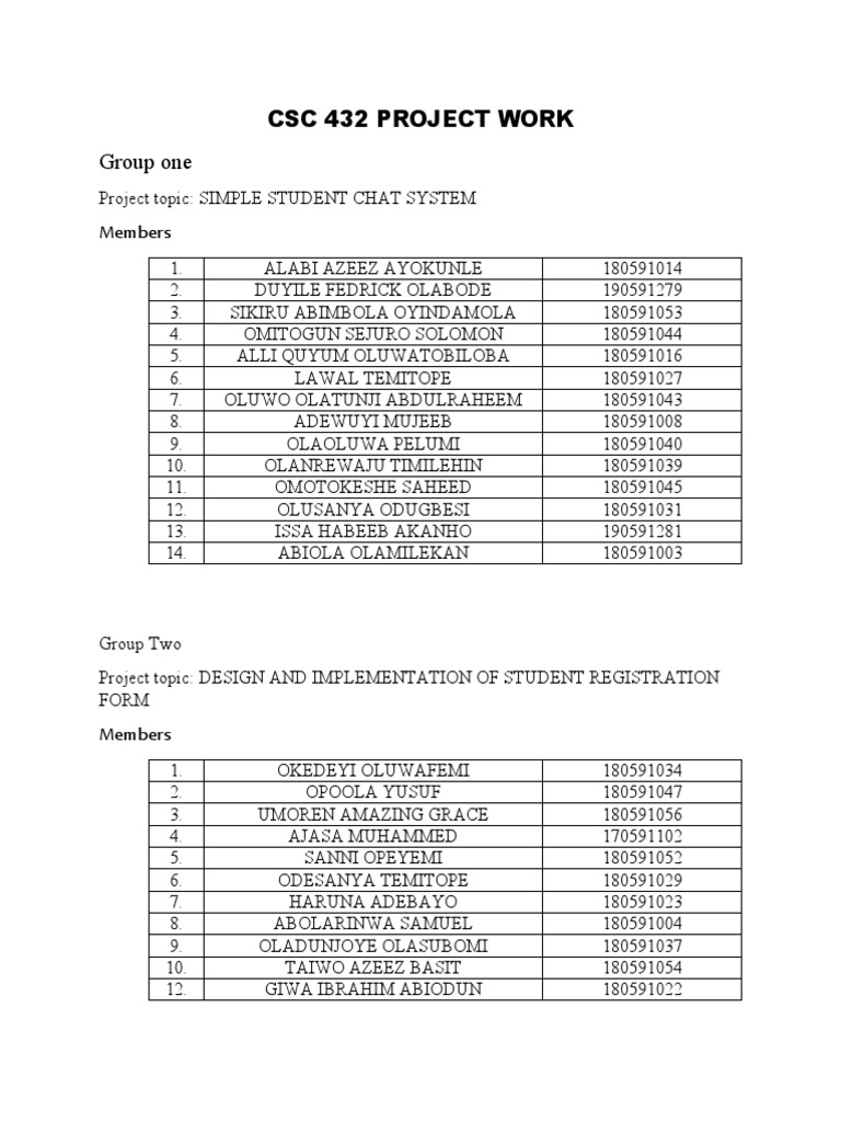 Updated CSC 432 Project Work | PDF