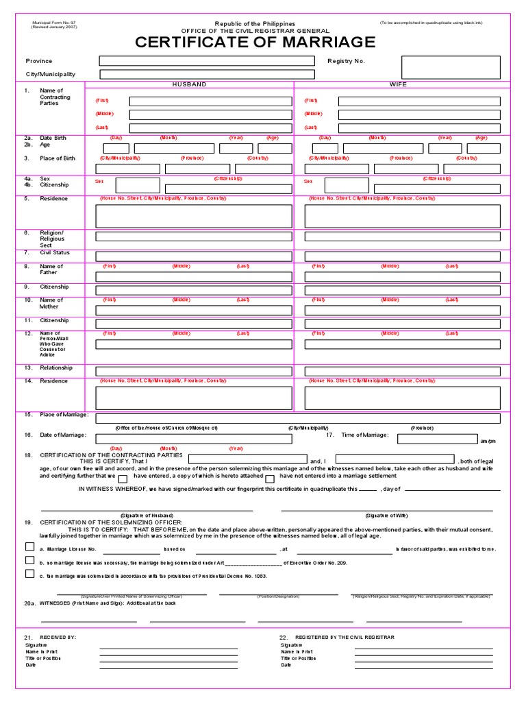 Form No 97 Marriage | PDF | Affidavit | Marriage