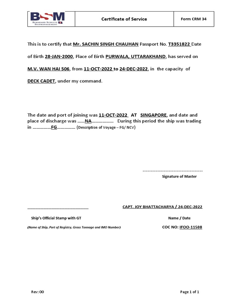 CRM 34 Certificate of Service | PDF