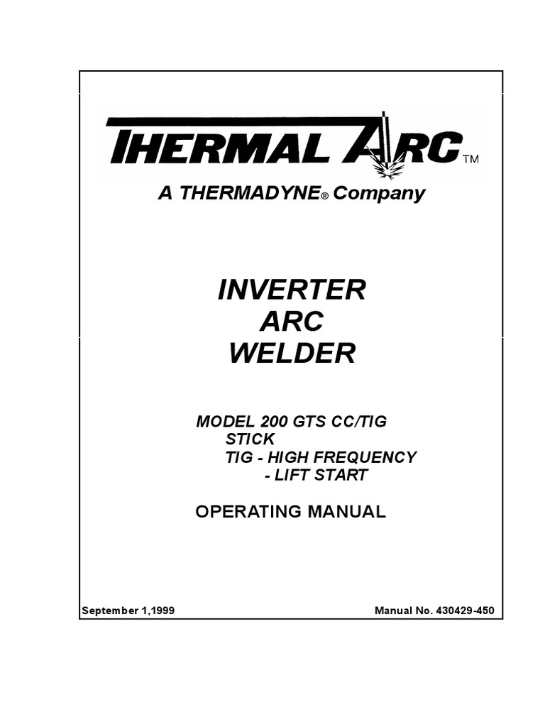 Thermal Arc 200gts CC Tig Eng-Om | PDF | Power Supply | Fuse (Electrical)