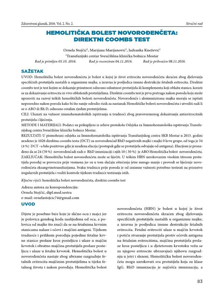 Hemolitička Bolest Novorođenčeta | PDF