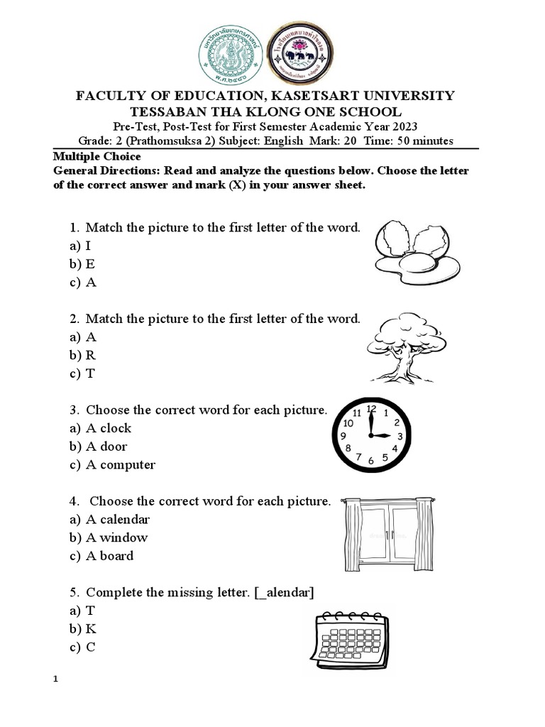 Grade 2 - Pre & Post Test | PDF