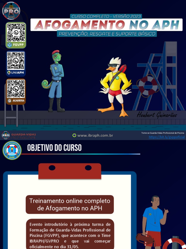 Slides em PDF Curso Afogamento No Aph Versao 2023 | PDF | Paramédico | Primeiros socorros