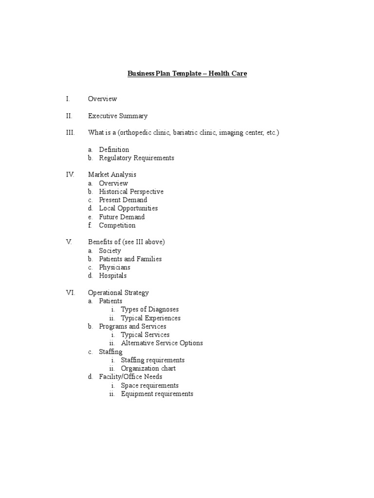 Health Care Business Plan Template | PDF