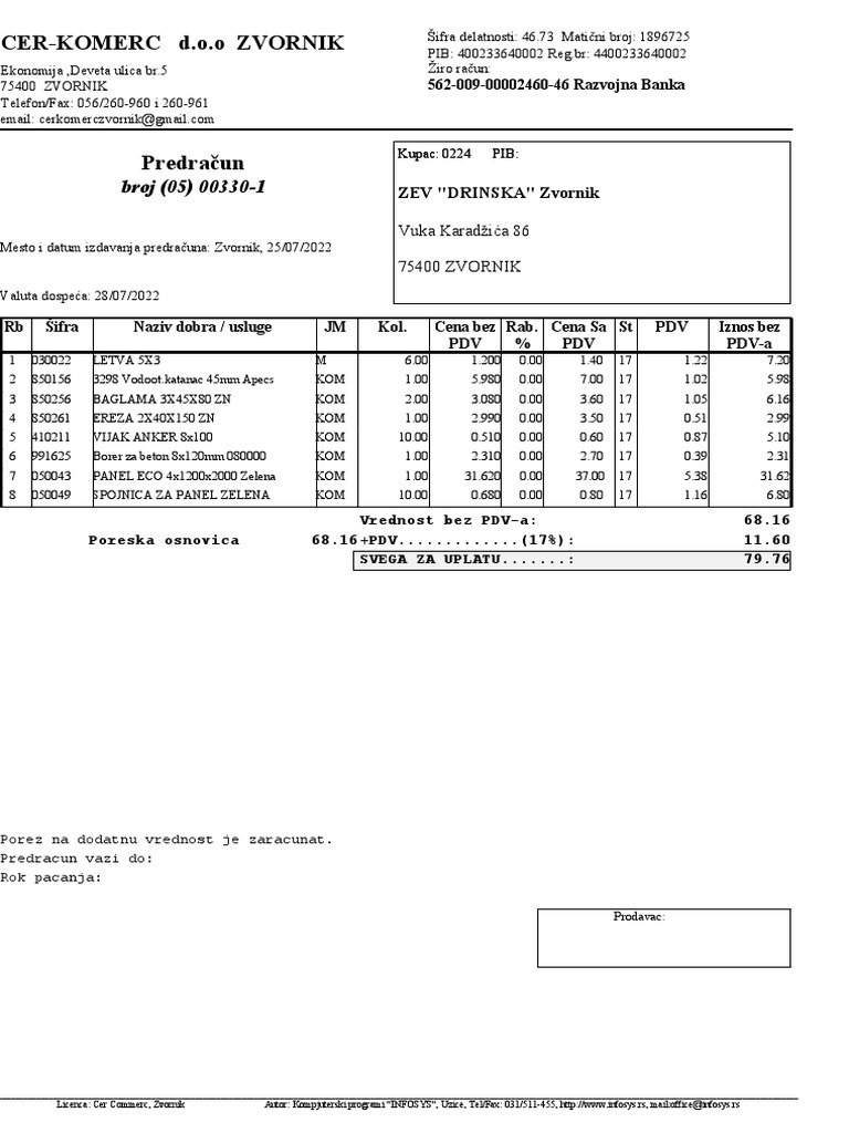 Predracun 00330 | PDF