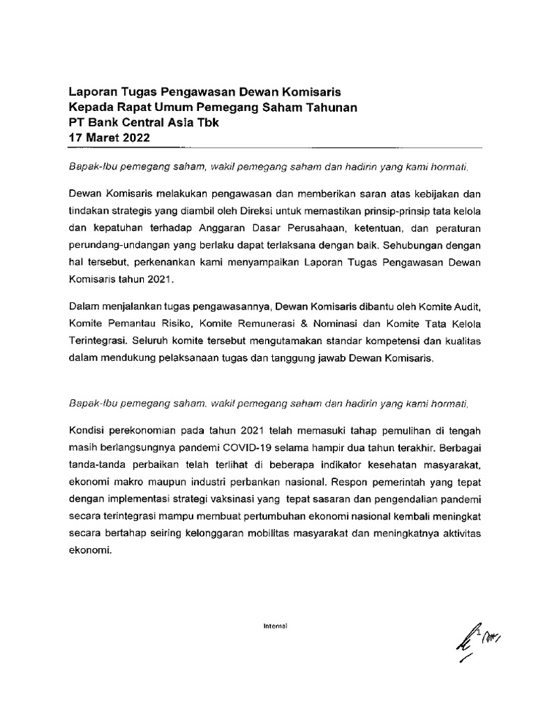 Laporan Pengawasan Dewan Komisaris | PDF