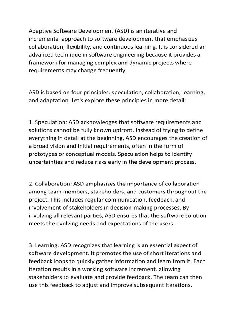 Principles of Adaptive Software Development | PDF | Software ...