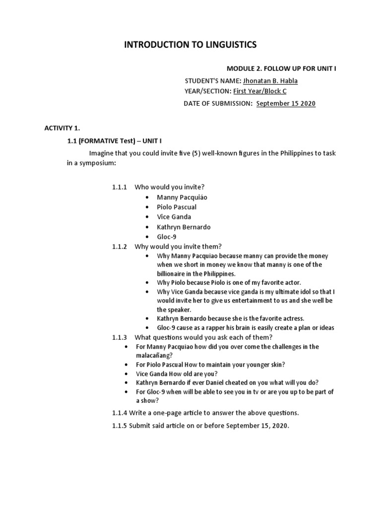 INTRODUCTION TO LINGUISTICS Module 2 | PDF | Linguistics | Phonetics