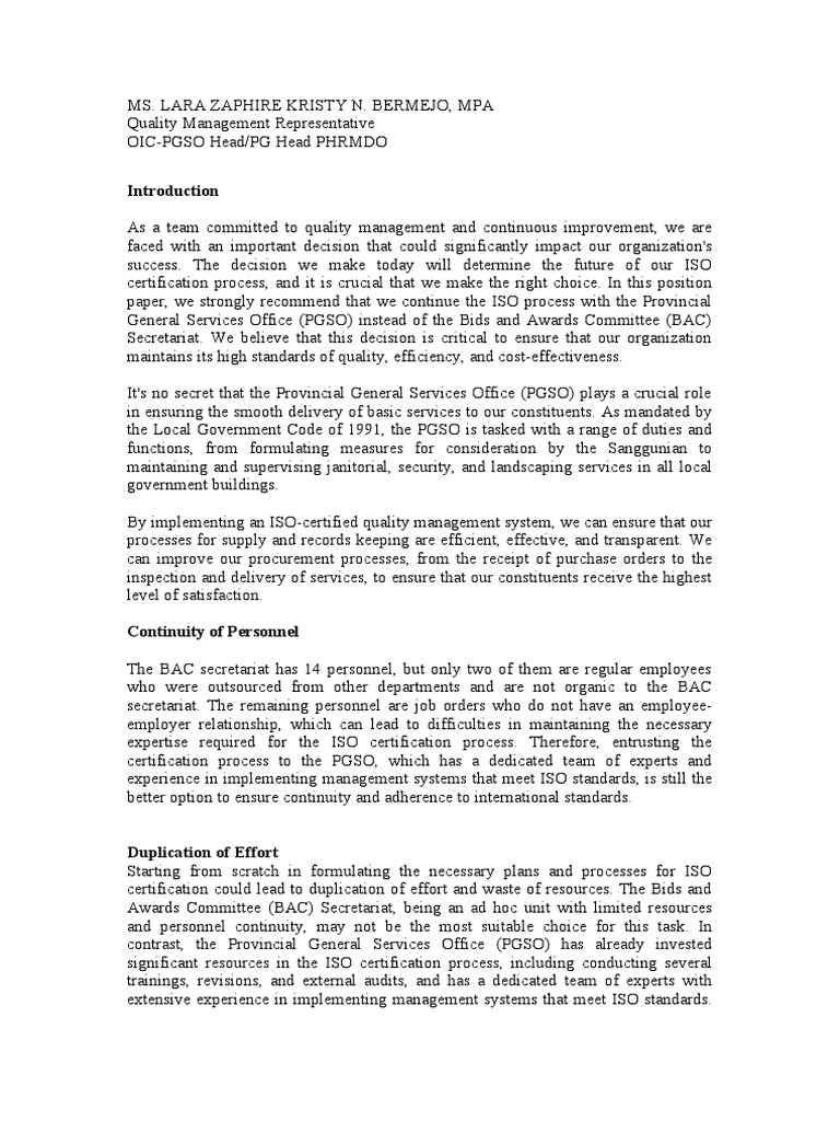 Simi-Final PGSO VZ BAC ISO | PDF | Quality Management | International ...