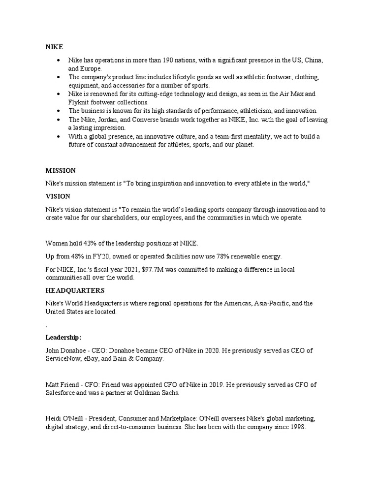 NIKE Secondary Research | PDF | Dividend | Nike