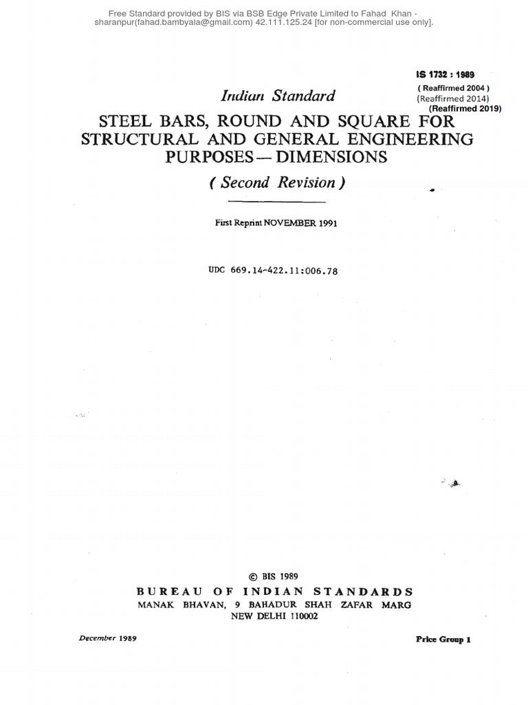 1732 1989 Reff2019 | PDF | Structural Steel | Engineering Tolerance