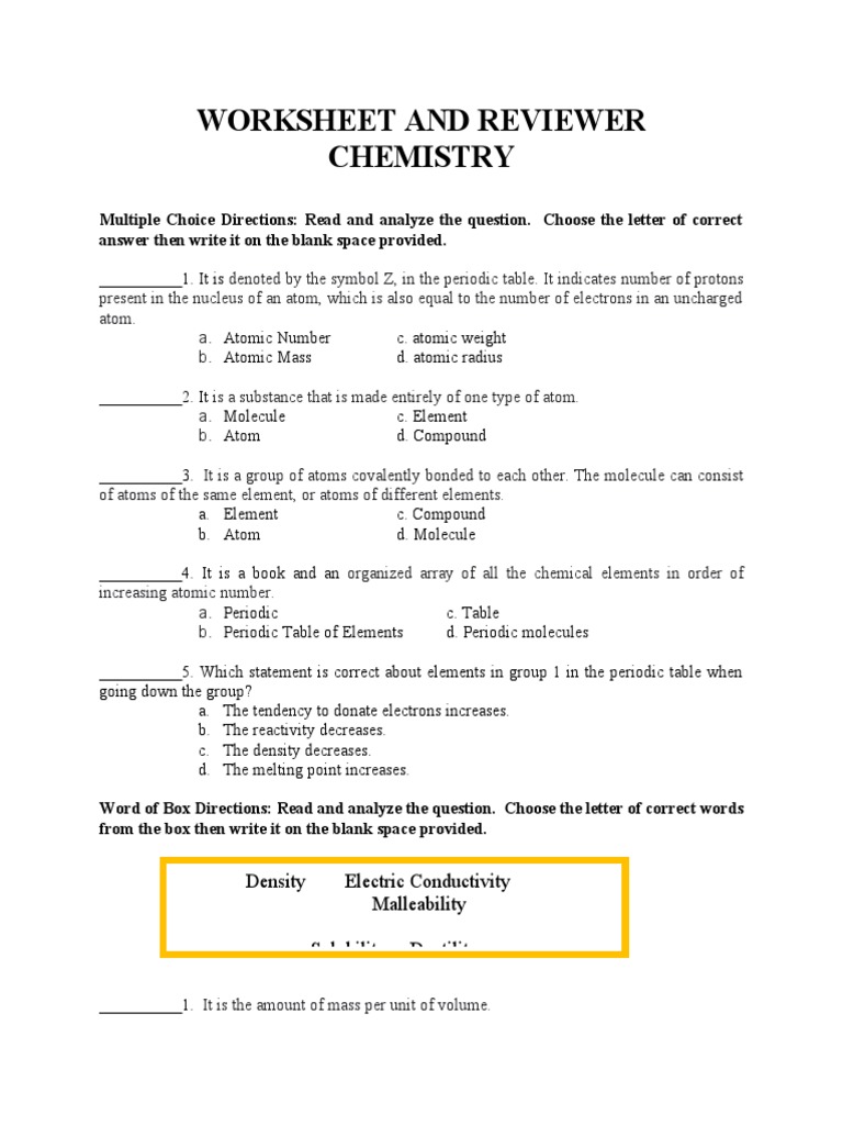 Chemistry Reviewer | PDF | Atoms | Chemistry