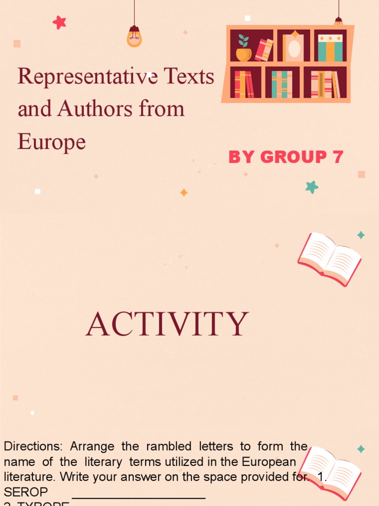 Representative of Texts and Authors From Europe Group 7 | PDF | Poetry ...