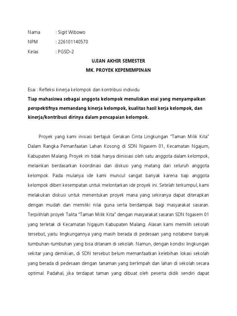 Uas Proyek Kepemimpinan Sigit | PDF