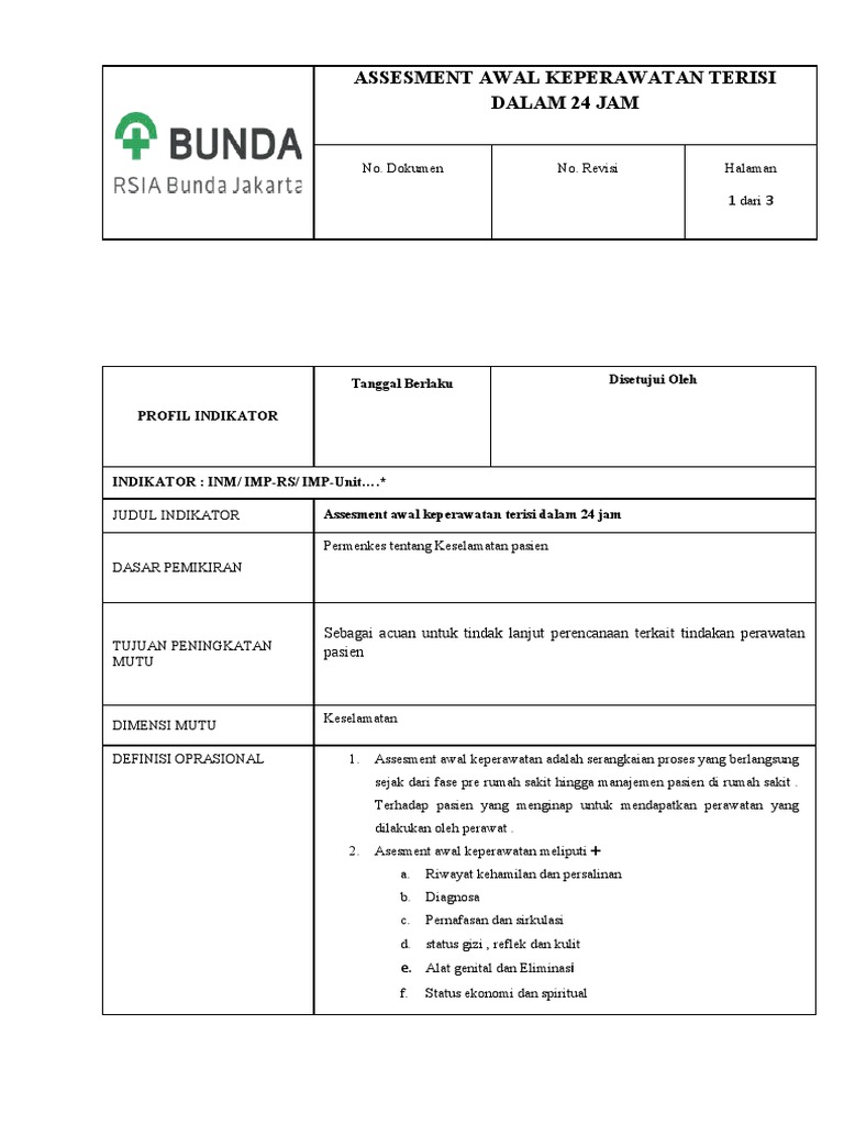 Assessment Keperawatan 24 Jam Terisi | PDF