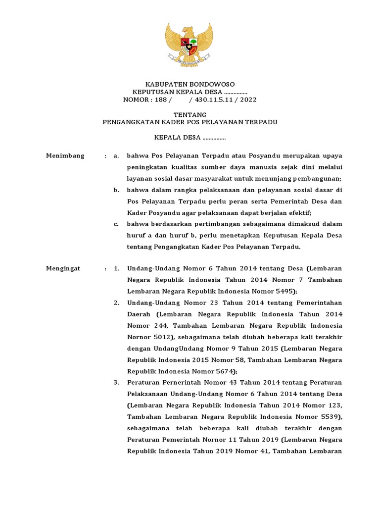 Contoh SK Posyandu | PDF