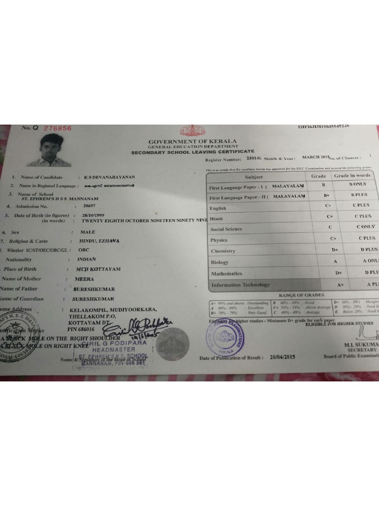10th Certificate | PDF