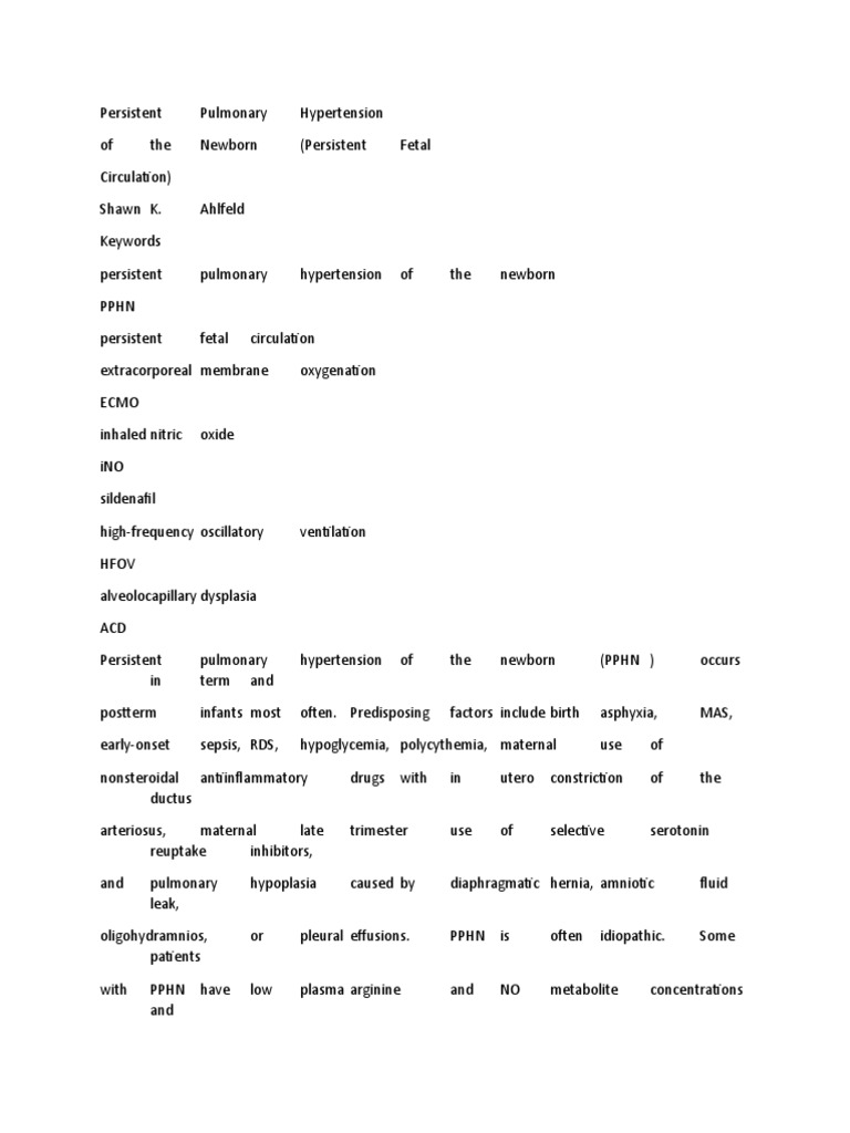 Persistent Pulmonary Hypertension | PDF | Fetus | Ventricle (Heart)