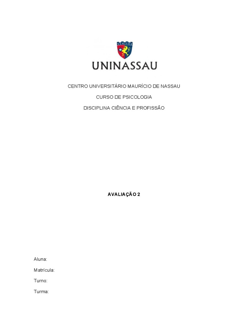 UniNassau AV2 Ciência e Profissão Psicologia | PDF | Psicologia | Conceitos psicológicos