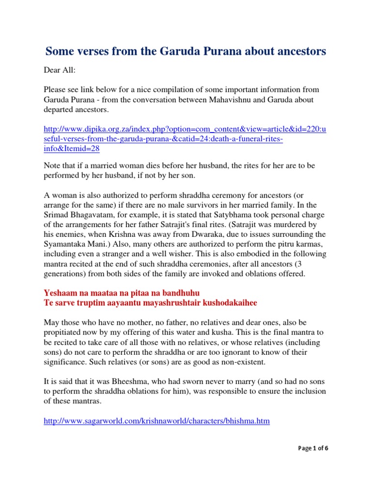 Some Verses From Garuda Purana | PDF | Krishna | Hinduism