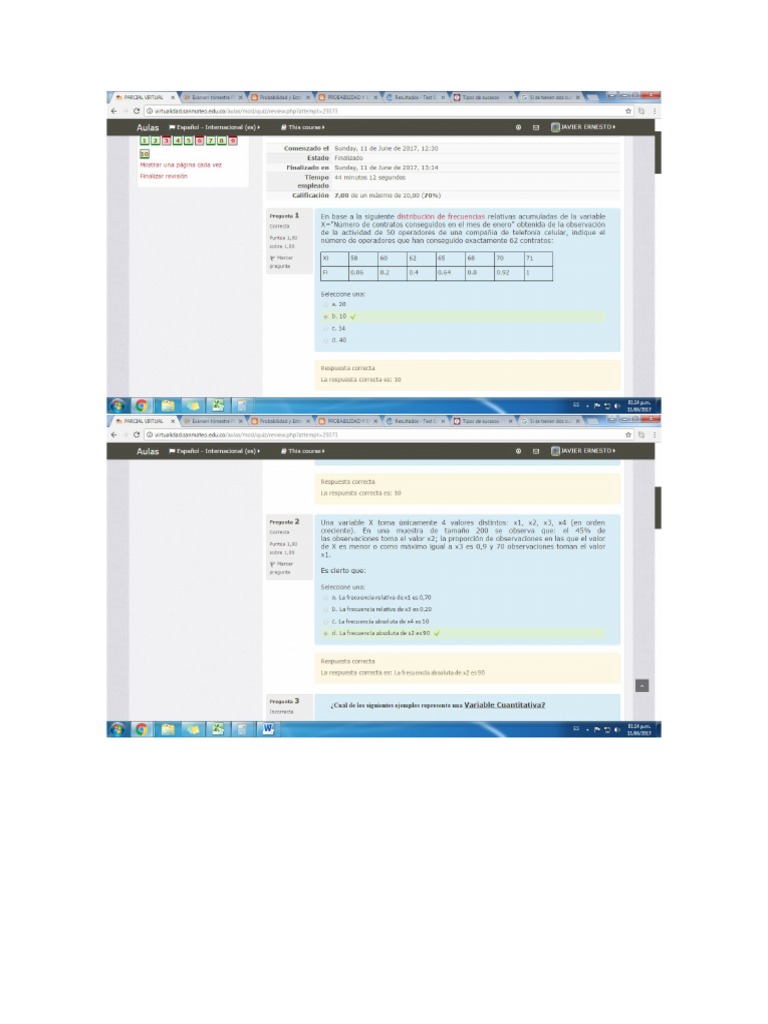 Parcial 2do Corte Estadistica Probabilidades | PDF