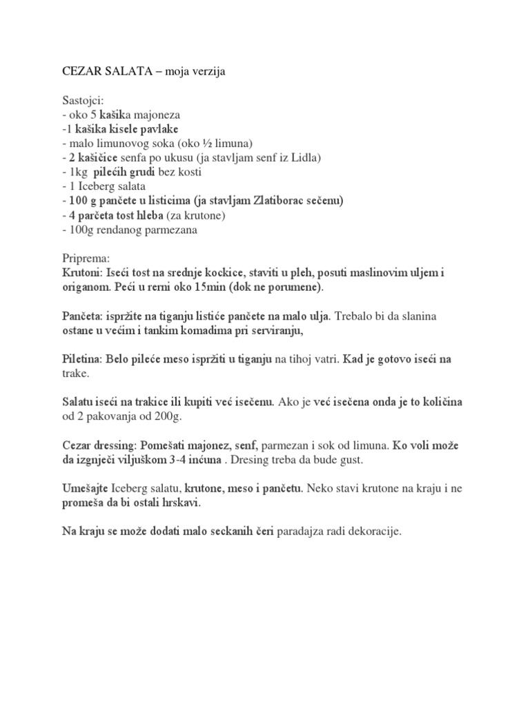 Moja CEZAR SALATA | PDF